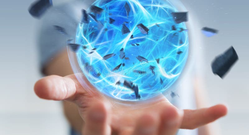 Businessman Creating a Power Ball with His Hand 3D Rendering Stock ...