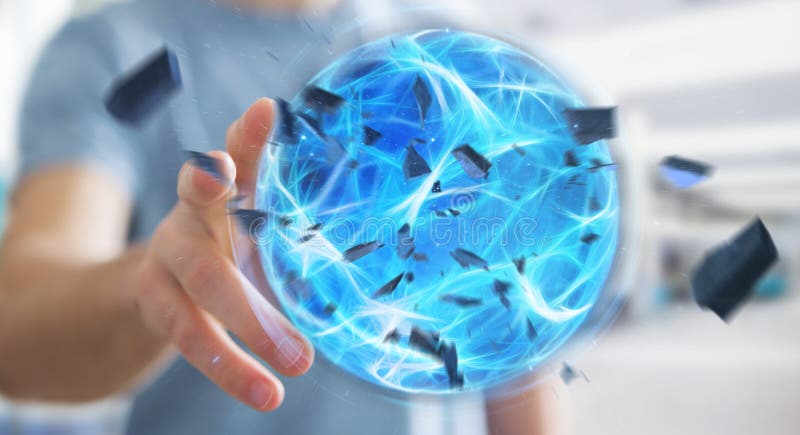 Businessman Creating a Power Ball with His Hand 3D Rendering Stock ...
