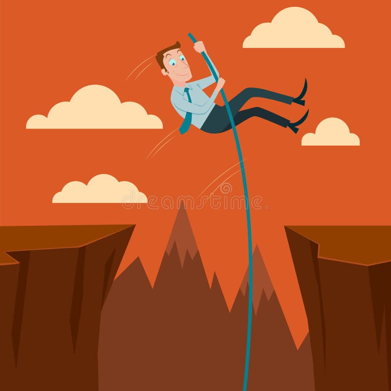 Businessman Crossing the Chasm. Stock Vector - Illustration of bank ...
