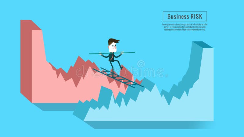 Businessman Crossing from Down Graph To Growth Graph. Concept of Risk ...