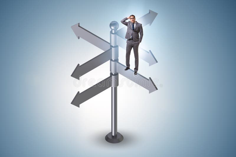 Businessman at the Crossroads Choosing Strategy Stock Image - Image of ...