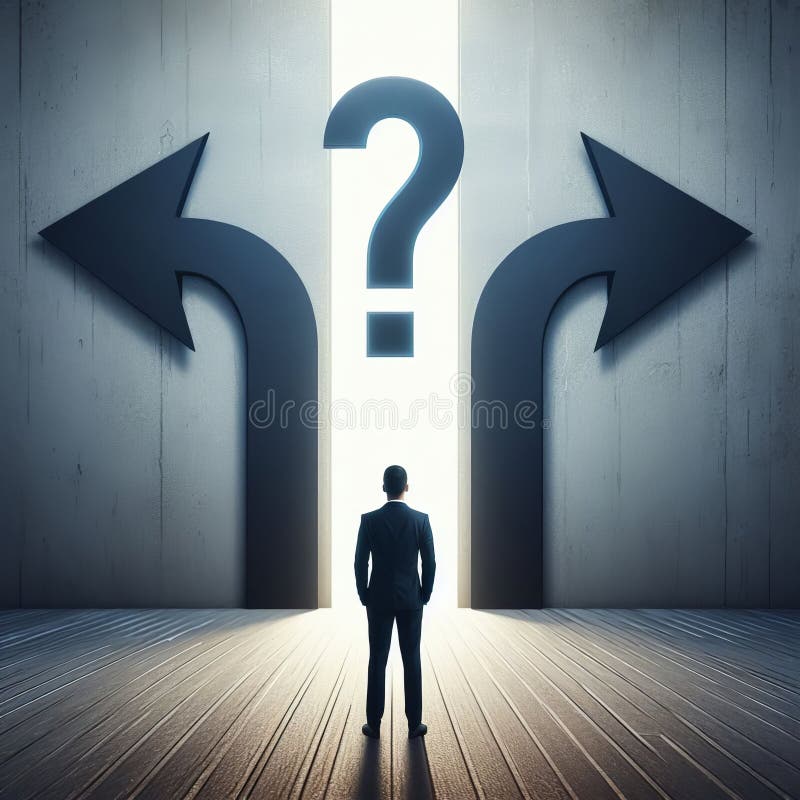 Businessman at Crossroads Decision Point Stock Illustration ...