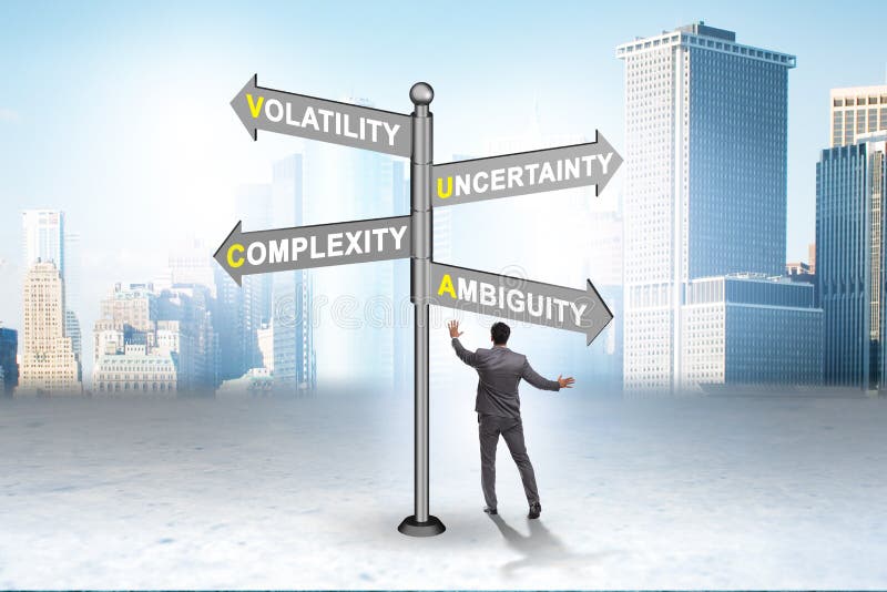 Businessman at the Crossroads at VUCA Concept Stock Image - Image of ...