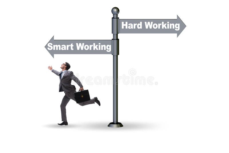 Businessman at the Crossroads on Working Smart or Hard Stock Image ...