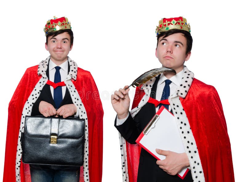 The Businessman with Crown Isolated on White Stock Photo - Image of ...