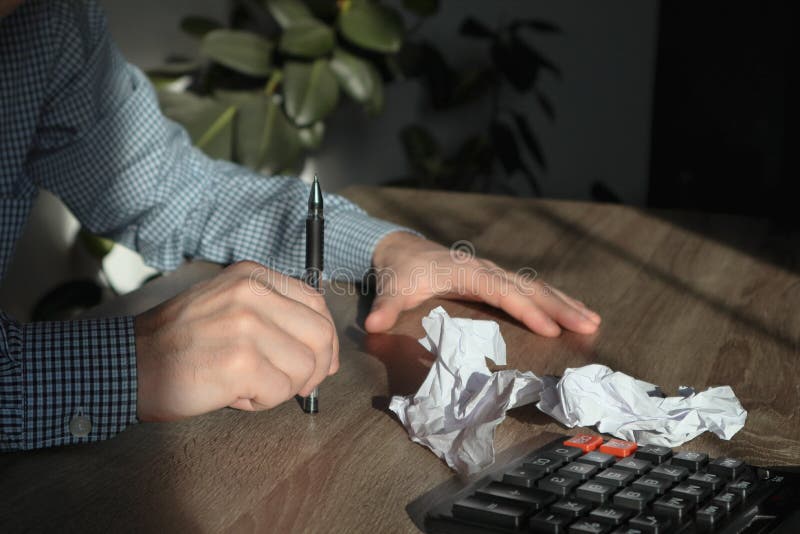 Businessman Crumpling Papers in Office. Stressed Businessman with Hands ...