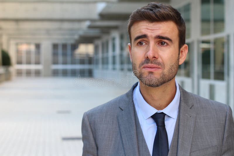 Businessman Crying Holding His Empty Wallet Stock Image - Image of ...