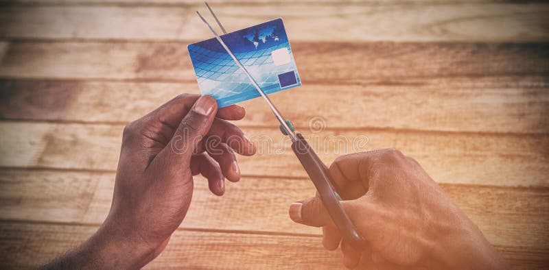 Businessman Cutting Credit Card with Scissors Stock Photo - Image of ...
