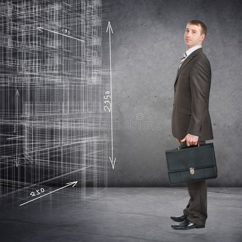 Businessman with 3d Model Sketch Stock Image - Image of model, abstract ...