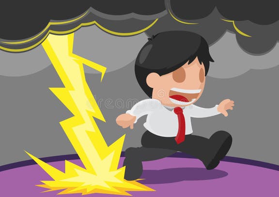 Businessman Danger Running Lightning Scared Vector Stock Vector ...