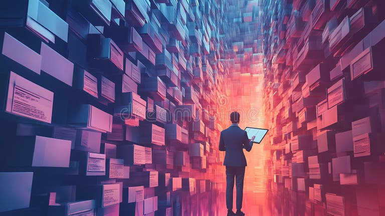 Businessman Data Analytics Server Room Big Data Cloud Computing ...