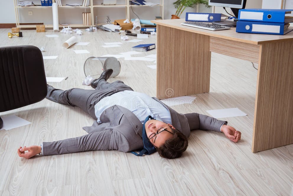 The Businessman Dead on the Office Floor Stock Image - Image of desk ...