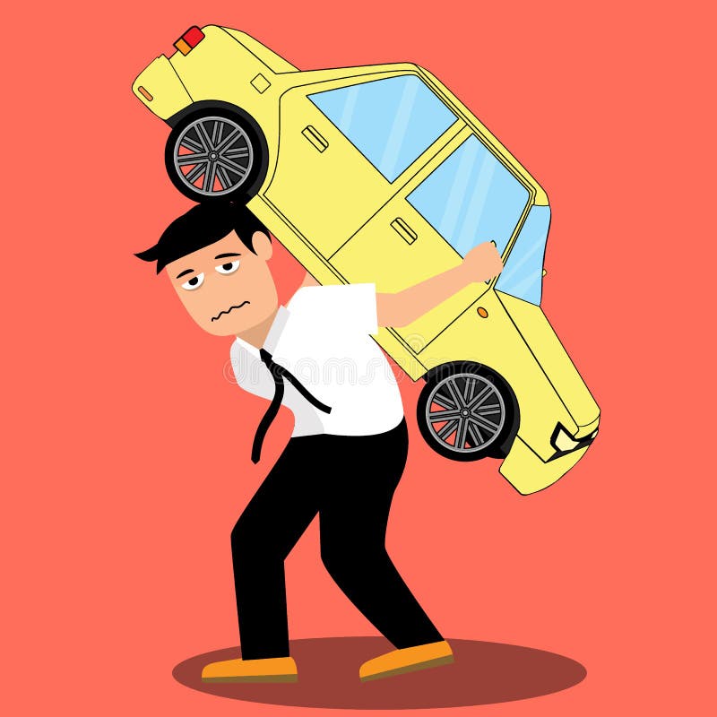Businessman with Debt Carrying a Car Stock Vector - Illustration of ...