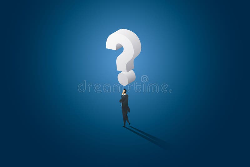 Businessman Decision Standing Thinking and Has Huge Question Mark on ...