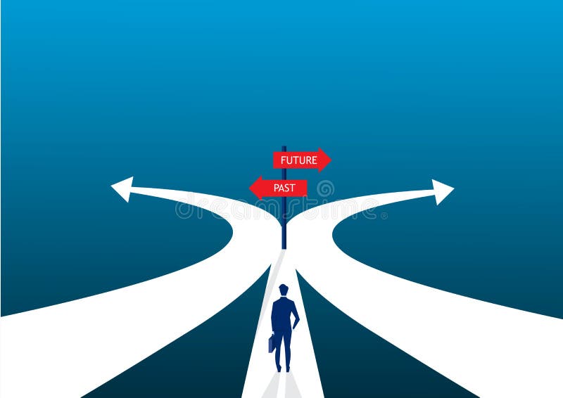 Businessman Decision Two Ways about Past and Future Way Stock Vector ...