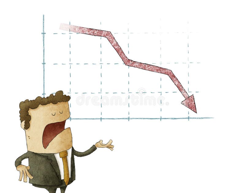 Declining Bar Chart with Arrow Going Down. Stock Vector - Illustration ...