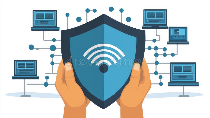 A Businessman is Depicted Holding a Network Security Icon, Symbolizing ...