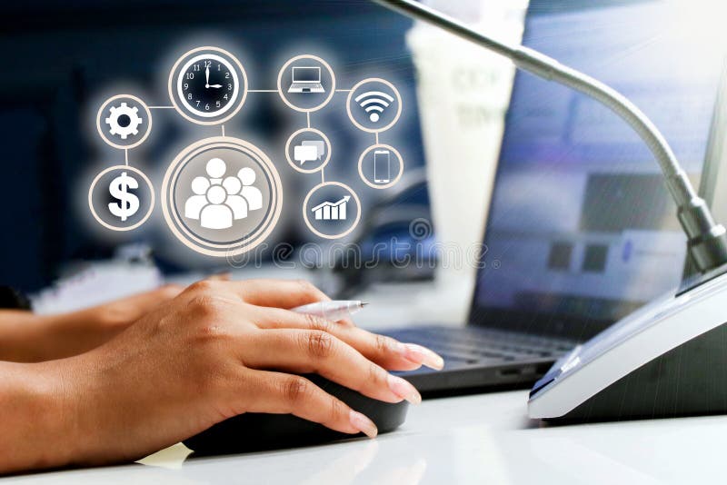 Businessman or Designer Using Smartphone with Laptop and Computer with ...