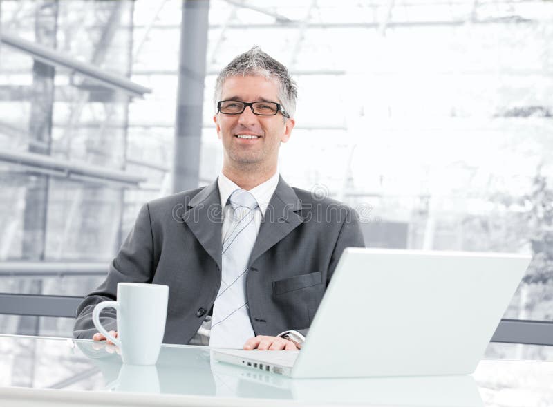 Businessman at desk stock photo. Image of businessman - 11064048