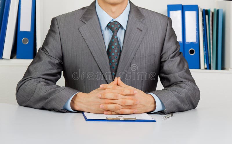 Businessman at the Desk at Office Stock Photo - Image of closeup ...
