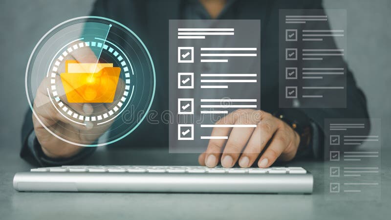 Businessman Developer Using Document Management System it is an ...