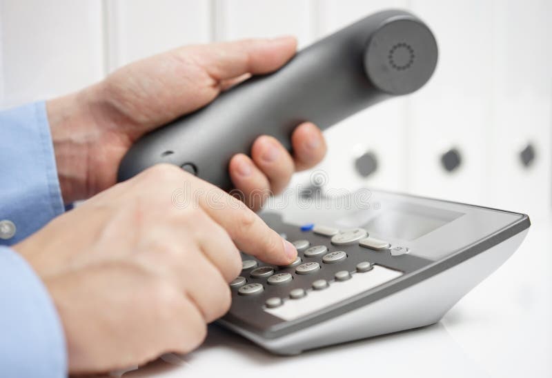 Businessman is Dialing Phone for Advice Stock Image - Image of contact ...