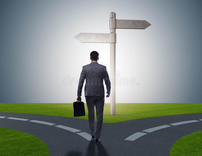 Businessman in Difficult Choice Concept Stock Image - Image of lost ...