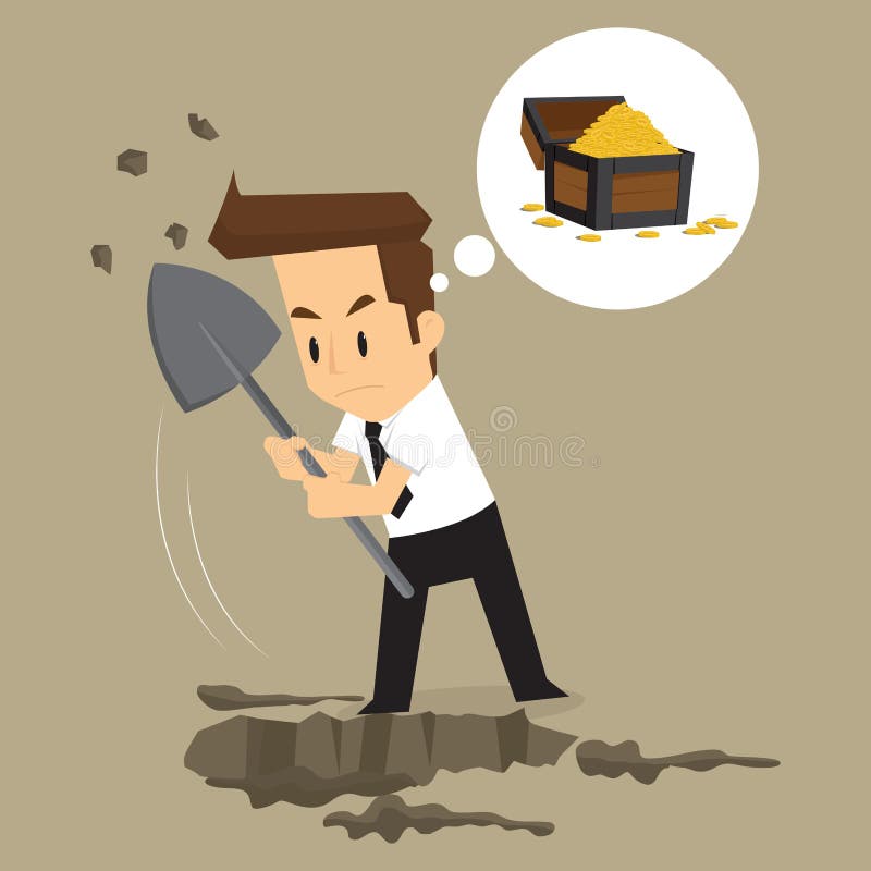 Businessman Dig for Treasure Stock Vector - Illustration of career ...
