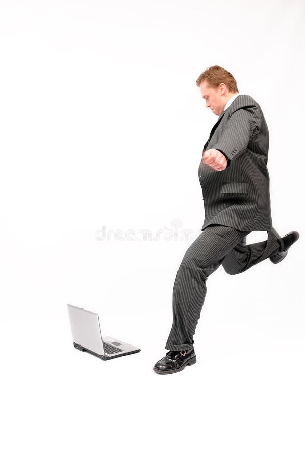 Businessman digging laptop stock image. Image of computers - 11645419