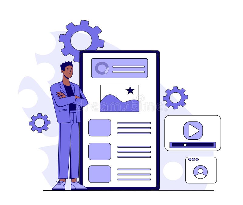 Businessman with Digital Interface Screen. Vector Illustration Stock ...