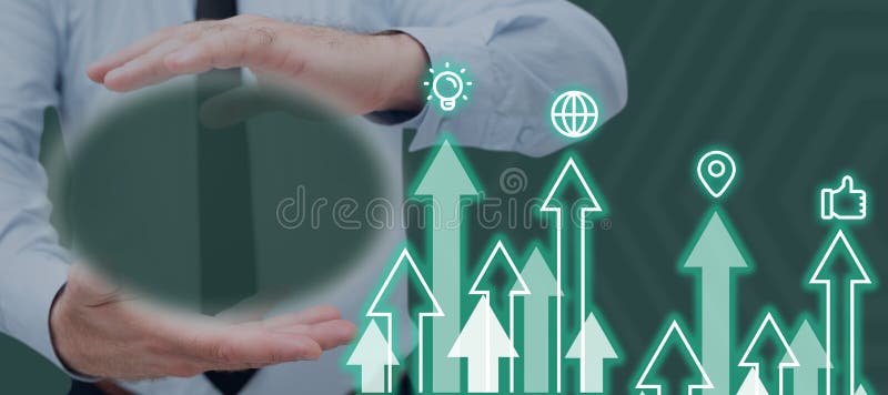 Businessman with Digitally Generated Oval Shape in Hands by Graphical ...