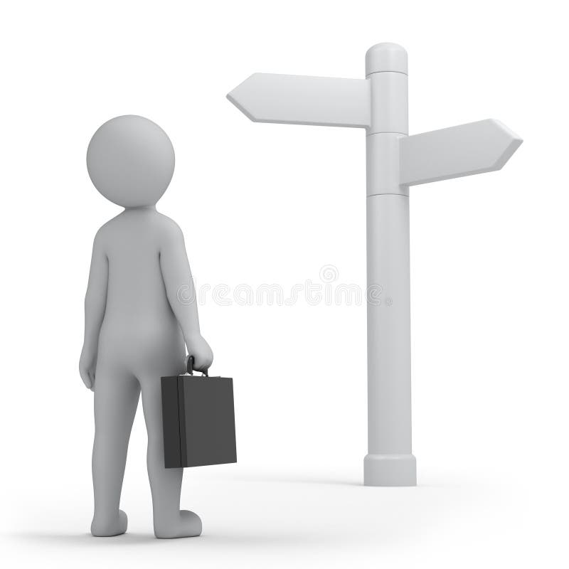 Businessman and Directions Signs Stock Illustration - Illustration of ...
