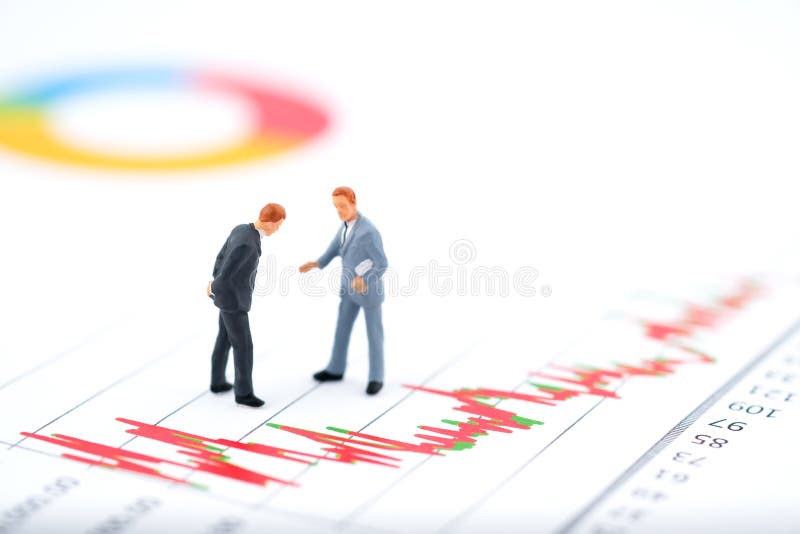 Businessman Discuss on the Stock Trend Increase or Decrease with Copy ...