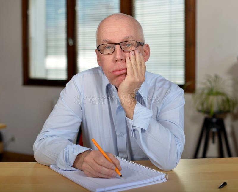 Disillusioned Man Sitting at the Table Stock Photo - Image of pressure ...