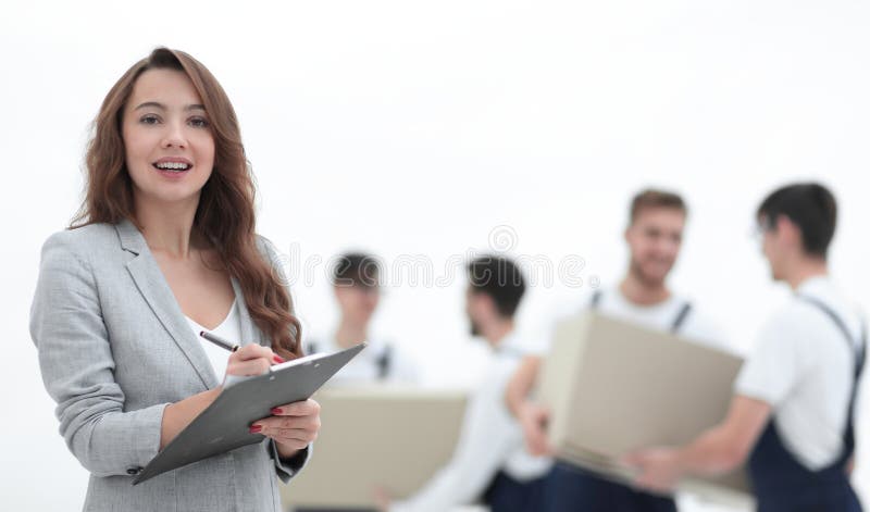Businessman with Documents, Creating a Stack of Cardboard Boxes. Stock ...