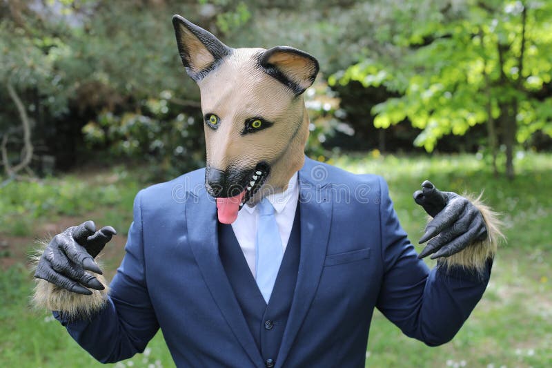 Businessman with a Dog Face Stock Photo - Image of disguise, creative ...