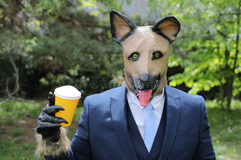Businessman with a Dog Face Stock Photo - Image of human, carnival ...