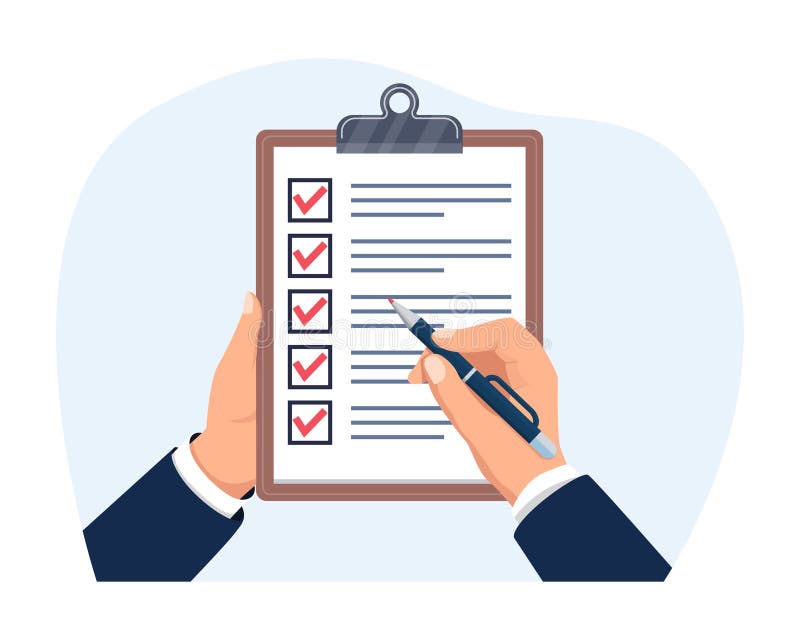 Businessman Doing Check Marks on Checklist Clipboard and Agreement ...