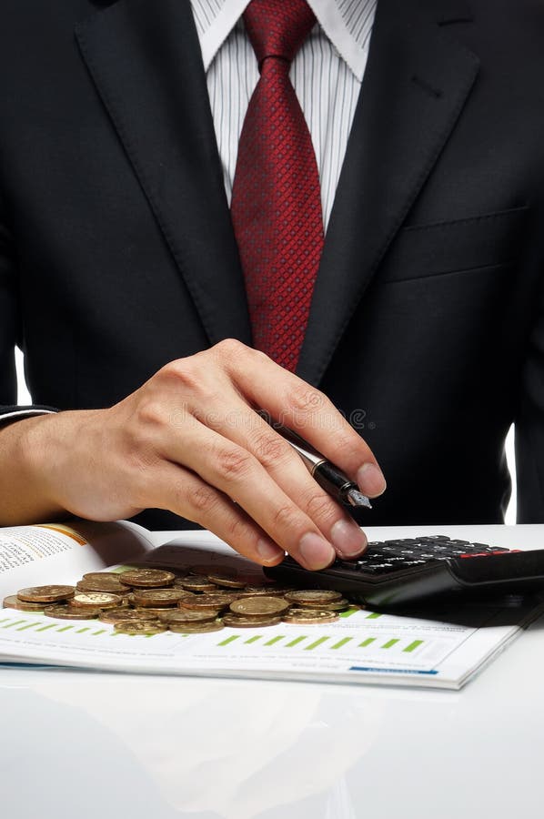 Businessman Doing Financial Calculation Stock Image - Image of paper ...