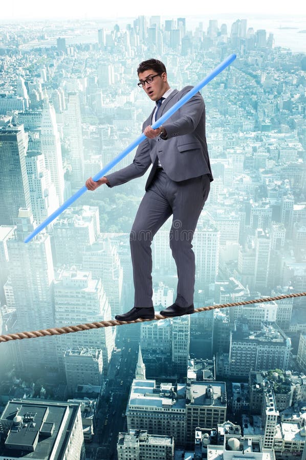 The Businessman Doing Tightrope Walking in Risk Concept Stock Image ...