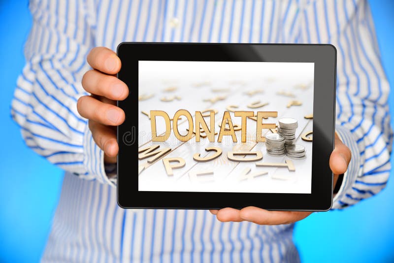Businessman donate concept stock photo. Image of text - 87307738