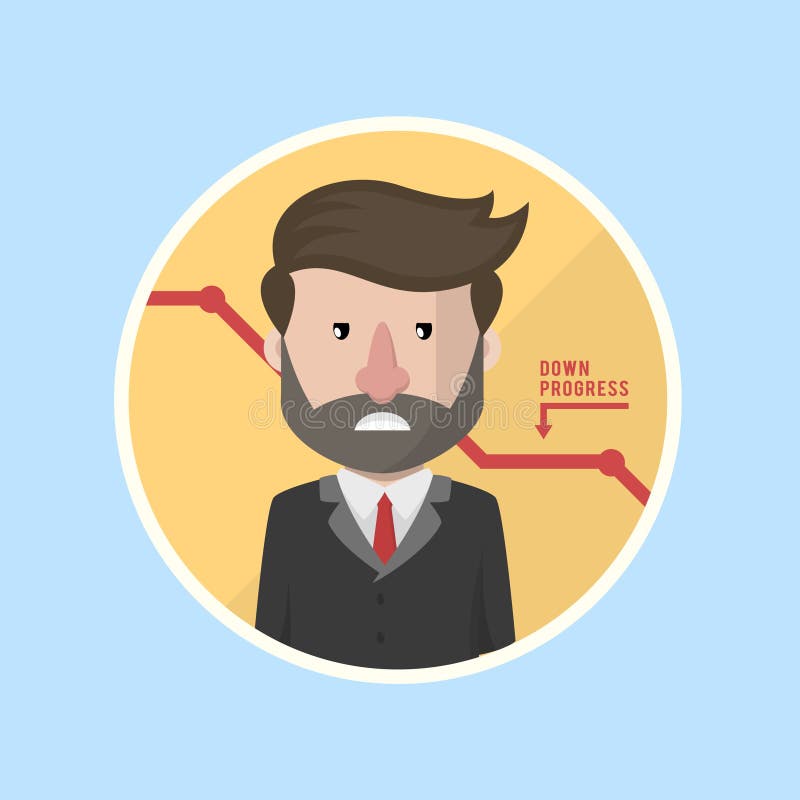 Businessman Down Progress Color Illustration Stock Vector ...
