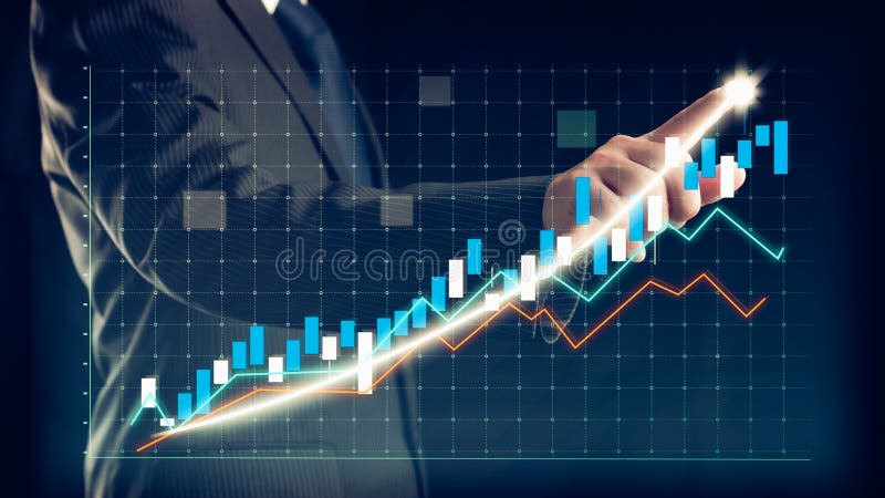 Businessman Draw Finance Allusive Graph Chart Showing Business Profit ... Businessman Draw Finance Allusive Graph Chart Showing Business Profit ...
