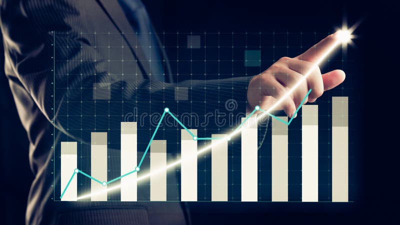 Businessman Draw Finance Allusive Graph Chart Showing Business Profit ... Businessman Draw Finance Allusive Graph Chart Showing Business Profit ...