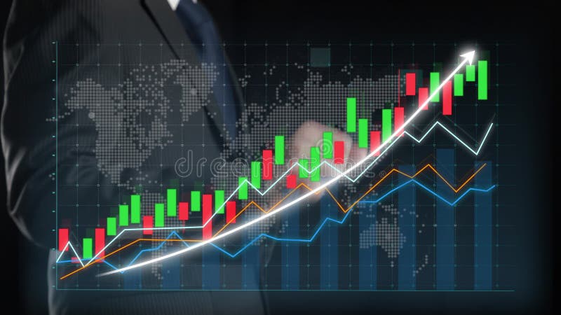 Businessman Draw Finance Allusive Graph Chart Showing Business Profit ... Businessman Draw Finance Allusive Graph Chart Showing Business Profit ...