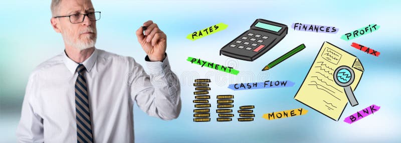 Businessman Drawing Accounting Concept Stock Image - Image of symbol ...