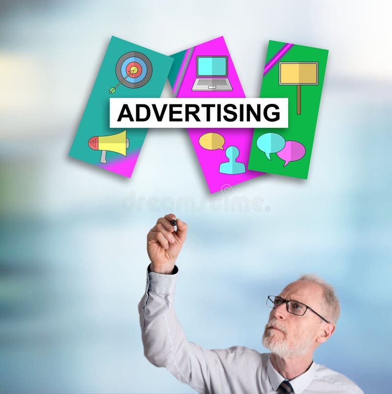 Businessman Drawing Advertising Concept Stock Image - Image of design ...
