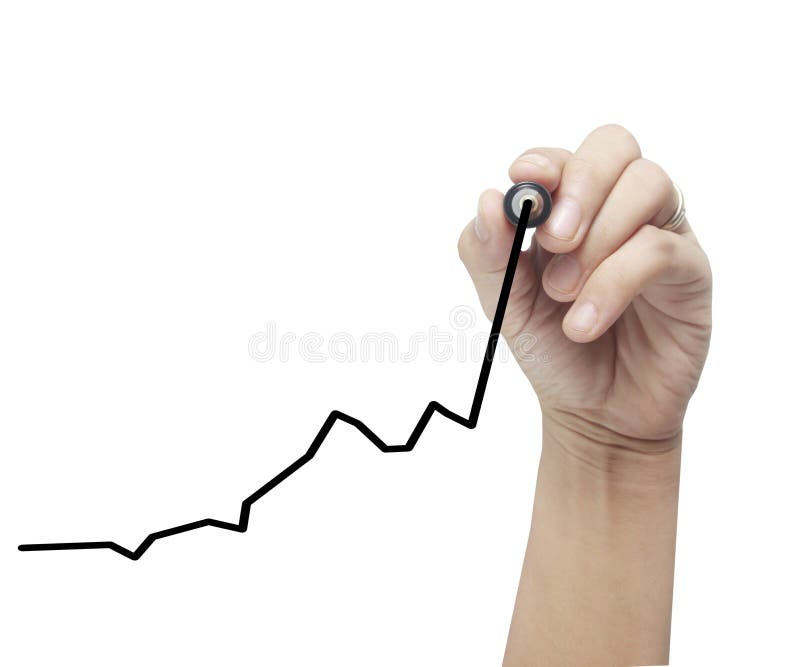 Businessman Drawing Chart Growing Graph Stock Image - Image of growth ...