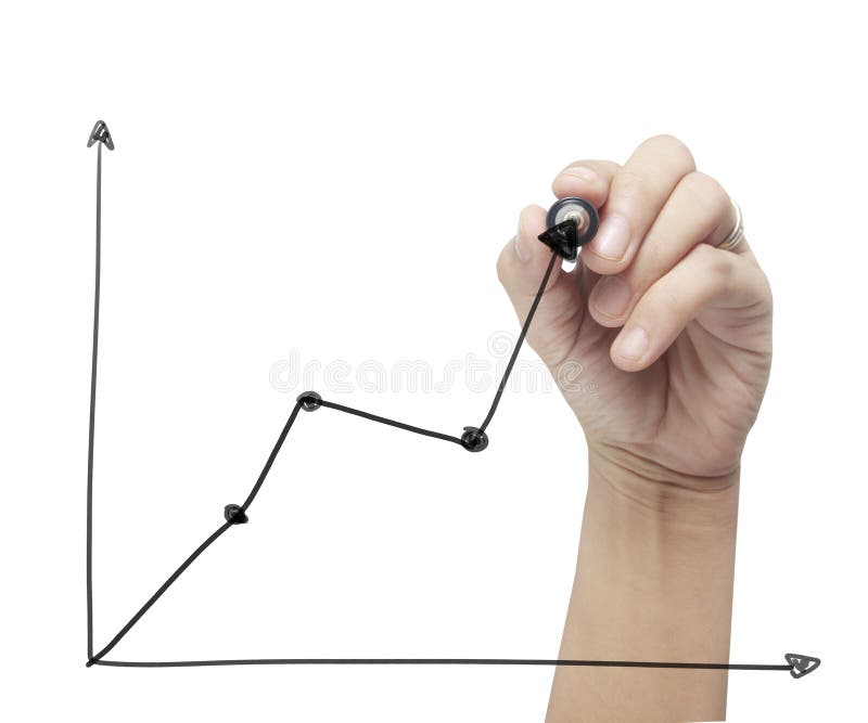 Businessman Drawing Chart Growing Graph Stock Photo - Image of white ...