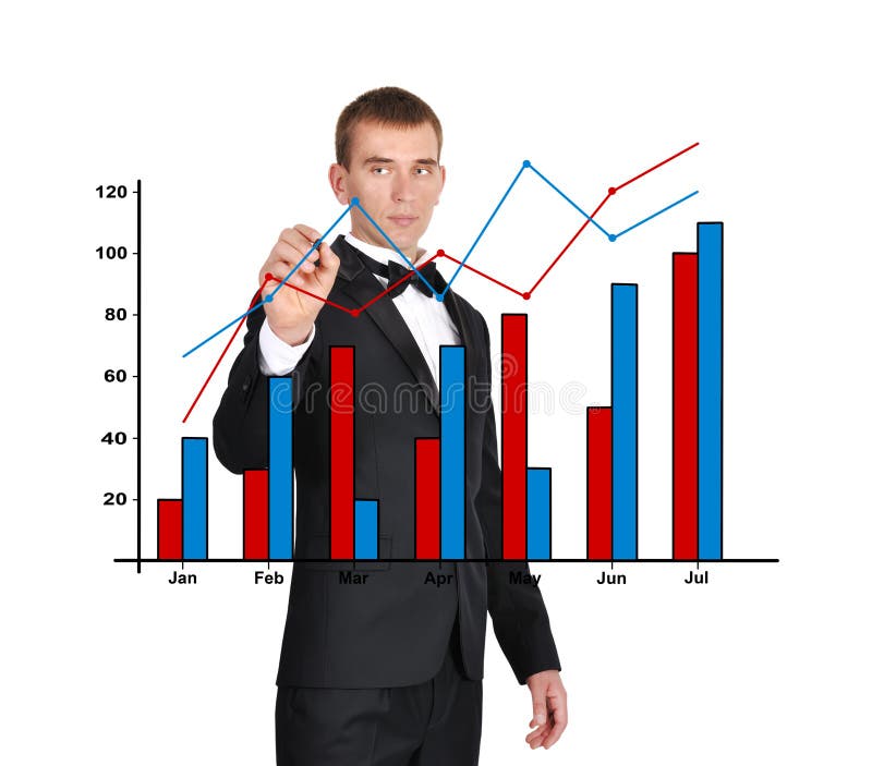 Businessman drawing chart stock image. Image of organization - 31863915